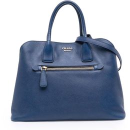 Prada Hobo Bags - Saffiano Cuir Open Promenade Satchel - Gr. unisize - in Blau - f&uuml;r Damen