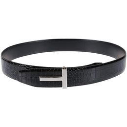 Tom Ford G&uuml;rtel - T Buckle Reversible Belt Black - Gr. 100 - in Schwarz - f&uuml;r Damen