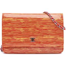 Chanel Hobo Bags - Patent Striped Wallet On Chain - Gr. unisize - in Orange - f&uuml;r Damen