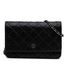 Chanel Hobo Bags - CC Quilted Crinkled Patent Wallet On Chain - Gr. unisize - in Schwarz - f&uuml;r Damen