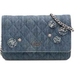 Chanel Hobo Bags - Quilted Denim Camellia Charms Wallet On Chain - Gr. unisize - in Blau - f&uuml;r Damen