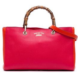 Gucci Hobo Bags - Medium Bicolor Calfskin Bamboo Shopper Satchel - Gr. unisize - in Rot - f&uuml;r Damen