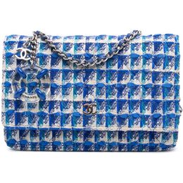 Chanel Hobo Bags - CC Quilted Boucle Tweed Charm Wallet On Chain - Gr. unisize - in Blau - f&uuml;r Damen