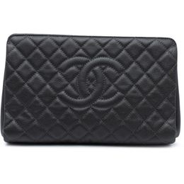 Chanel Clutches - Large CC Quilted Caviar CC Clutch - Gr. unisize - in Schwarz - f&uuml;r Damen