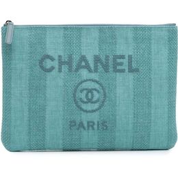 Chanel Clutches - Medium Tweed Deauville O Case Clutch - Gr. unisize - in Blau - f&uuml;r Damen