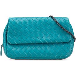 Bottega Veneta Hobo Bags - Mini Nappa Intrecciato Expandable Chain Crossbody - Gr. unisize - in Blau - f&uuml;r Damen