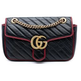 Gucci Hobo Bags - Medium GG Marmont Matelasse Diagonal Leather Torch - Gr. unisize - in Schwarz - f&uuml;r Damen