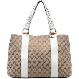 Gucci Shopper - Medium GG Canvas Bamboo Libeccio Tote - Gr. unisize - in Braun - f&uuml;r Damen