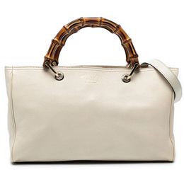 Gucci Hobo Bags - Medium Calfskin Bamboo Shopper Satchel - Gr. unisize - in Wei&szlig; - f&uuml;r Damen