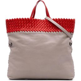 Bottega Veneta Hobo Bags - Intrecciato Trimmed Bicolor Nappa Satchel - Gr. unisize - in Grau - f&uuml;r Damen