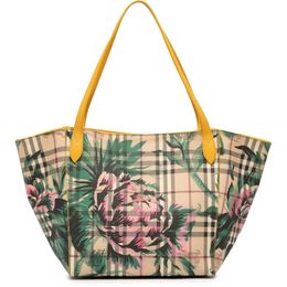 Burberry Shopper - Small Haymarket Check Floral Print Coated Canvas C - Gr. unisize - in Braun - f&uuml;r Damen
