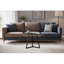 Riess Ambiente Design Couchtisch MARVELOUS 70cm grau Marmor Keramik schwarzes Metall Riess-Ambiente Sofatisch Wohnzimmertisch organisch Modern Retro