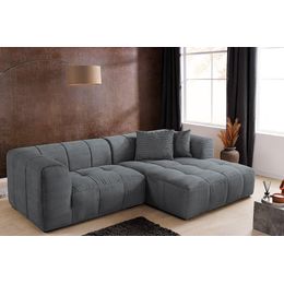 Riess Ambiente Modernes Ecksofa ZERO GRAVITY 240cm dunkelgrau Cord 3-Sitzer Couch L-Form Riess-Ambiente Wohnzimmer