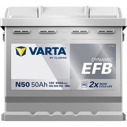 Varta Starterbatterie DYNAMIC EFB 12 V, 50 Ah, 550 A 12V 50Ah 550A für VW SUZUKI PEUGEOT AUDI TOYOTA MERCEDES-BENZ NISSAN OPEL GREAT WALL RENAULT FIAT