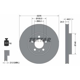 TEXTAR Bremsscheibe PRO vorne rechts links innenbel&uuml;ftet 276mm f&uuml;r SKODA VW (SVW) SEAT AUDI 2QB615301E 2Q0615301H 92313703