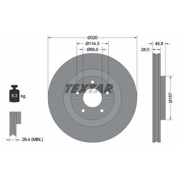 TEXTAR Bremsscheibe PRO vorne rechts links innenbel&uuml;ftet 320mm f&uuml;r MITSUBISHI 4615A230 92306503