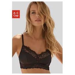 Bralette-BH Lascana "Alana", Damen, Gr. 70, Cup C, schwarz, Spitze, Obermaterial: 60% Seide, 32% Polyamid, 8% Elasthan, BHs, ohne B&uuml;gel mit hohem Seidenanteil und edler Spitze, Dessous