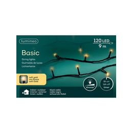 Lumineo Lichterkette BASIC 120 LED 9 m, schwarzes Kabel in Soft Gold | Gr.: onesize