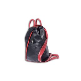 Leder Cityrucksack Schultertasche Florence Rucksack Tasche schwarz rot ca. 26cm | Gr.: onesize