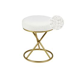 Beliani Hocker PRESHO in Weiß/Gold - (W) 35 x (H) 45 x (L) 35 cm | Gr.: onesize