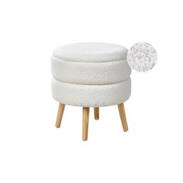Beliani Hocker OKATON in Weiß/Braun - (W) 44 x (H) 48 x (L) 44 cm | Gr.: onesize