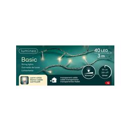 Lumineo Lichterkette BASIC 40 LED 3 m, transparentes Kabel in warm weiß | Gr.: onesize