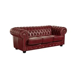 58 aufm Kessel SOFA 3-Sitzer Kath Bezug Wischleder Buche nussbaum dunkel / rot | Gr.: onesize