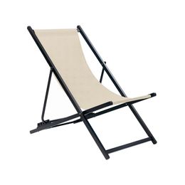 Beliani Gartenliege LOCRI II in Beige/Schwarz - (W) 60 x (H) 79 x (L) 95 cm | Gr.: onesize