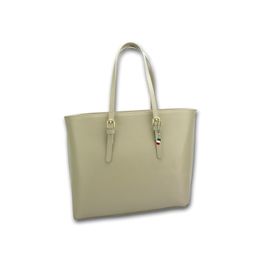 Leder Schultertasche, Shopper, Businesstasche Florence helltaupe, grau ca. 43cm | Gr.: onesize