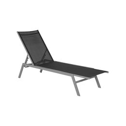 Beliani Gartenliege NOLI in Schwarz/Silber - (W) 53 x (H) 32 x (L) 154 cm | Gr.: onesize