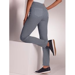 CR&Eacute;ATION L creation L Lyocell-Polyester-Jacquard-Hose in marine-wei&szlig;-gemustert | Gr.: 19