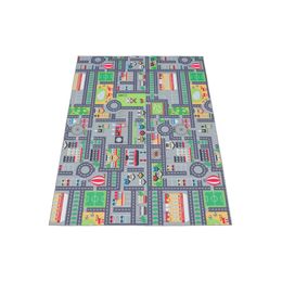 KADIMA DESIGN Kinderteppich waschmaschinenwaschbar Stadt‐Land‐Karten Kinderzimmer in Grau | Gr.: 200 x 290 cm