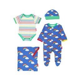 Toby tiger Baby Geschenkset mit Regenbogen Print in blau | Gr.: 80