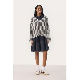 PART TWO Strickpullover NahniPW Gerade Passform in Navy Natural Stripe | Gr.: L