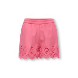 Shorts KIDS Only "KOGLOU LIFE EMB SHORTS WVN", Mädchen, Gr. 140, N-Gr, rosa (camellia rose), Web, Obermaterial: 100% Baumwolle, unifarben, regular fit kniefrei, Hosen