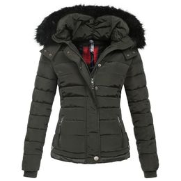 Steppjacke Navahoo "Chloe", Damen, Gr. L (40), grau (anthrazit), Obermaterial: 100% Polyester; Innenmaterial: 100% Polyester; Futter: 100% Polyester; Kunstfell: 90% Polyacryl, 10% Polyester, Jacken, hochwertige Winterjacke mit abnehmbarer Kapuze