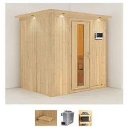Sauna Karibu "Bedine", beige (naturbelassen), Saunaofen, externe Steuerung, 9 kW, Saunen, Ofen 9 KW externe Strg easy