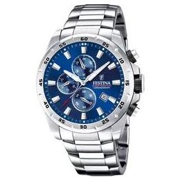 Chronograph Festina "Chronograph Sport", silber (silberfarben, blau), Armbanduhren, Herren, Chronograph, Armbanduhr, Quarzuhr, Herrenuhr, Stoppfunktion, Edelstahlarmband
