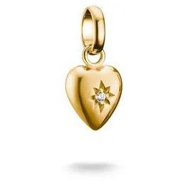 Charm Herz Thomas Sabo "Charm Herz mit Stern - Connect", gold (gelbgoldfarben, kristallwei&szlig;, kristallwei&szlig;), Charms, Damen, Silber 925 (recycelt), mit Rubin (synth.), Zirkonia (synth.)