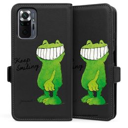 DeinDesign Xiaomi Redmi Note 10 Pro Handy Klapph&uuml;lle Handyh&uuml;lle aus Kunst Leder schwarz Flip Case Janosch Frog Motivation Sideflip mit langer Lasche