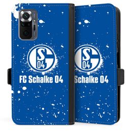 DeinDesign Xiaomi Redmi Note 10 Pro Handy Klapph&uuml;lle Handyh&uuml;lle aus Kunst Leder schwarz Flip Case S04 Fc Schalke 04 Logo Sideflip mit langer Lasche