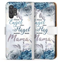 DeinDesign Galaxy A32 5G Handy Klapphülle Handyhülle aus Kunst Leder weiß Flip Case Flowers Mothersday Mom Sideflip mit Lasche