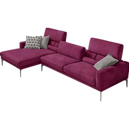 Ecksofa Egoitaliano "Masu, Design trifft sensationellen Sitzkomfort", pink (fuchsia), B:277cm H:95cm T:157cm, Sofas, Ecksofa, inkl. 2 Kissenrollen, R&uuml;ckenelemente manuell verstellbar, Metallf&uuml;&szlig;e
