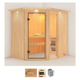 Sauna Karibu "Frigga 1", beige (naturbelassen), Saunaofen, integrierte Steuerung, 9 kW, Saunen, Ofen 9 kW integr. Strg