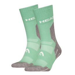 Socken Head "Head HIKING ALL CLIMATES CREW 2P", Herren, Gr. 39-42, grün (grün combo), Materialmix, Socken, mit Logostickerei