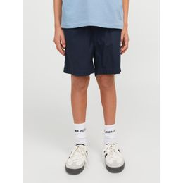 Jack & Jones Jogg-Bermudas JACK & JONES JUNIOR "JPSTJAIDEN JJCAMPAIGN HYBRID BONDI JNR", Jungen, Gr. 164, N-Gr, blau (schwarz navy), Web, Obermaterial: 80% Baumwolle, 20% Leinen, unifarben, Hosen