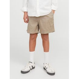 Jack & Jones Jogg-Bermudas JACK & JONES JUNIOR "JPSTJAIDEN JJCAMPAIGN HYBRID BONDI JNR", Jungen, Gr. 134, N-Gr, beige (crockery), Web, Obermaterial: 80% Baumwolle, 20% Leinen, unifarben, Hosen