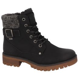 Tom Tailor Damen Winterboots, Gr. 38schwarz, Lederimitat, Textil, Schuhe, Workerboots, Hiking Boot mit Blockabsatz