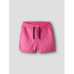 Sweatshorts name it "NKFVOLTA SWE SHORTS UNB", M&auml;dchen, Gr. 104, N-Gr, rosa (carmine rose (blank)), angeraute Sweatware, Obermaterial: 95% Baumwolle, 5% Elasthan, unifarben, regular fit kurz, Hosen Sweatshorts, Baumwollmischung, Regular Fit