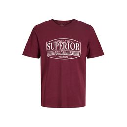 Jack & Jones Premium T-Shirt 'JPRBLUNOAH' Herren Größe S weinrot / weiß